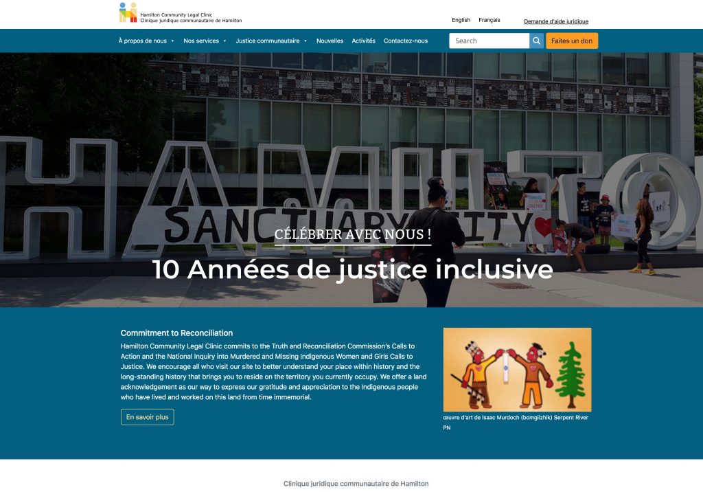 Nouveau site web de la CJCH - Clinique juridique communautaire de Hamilton