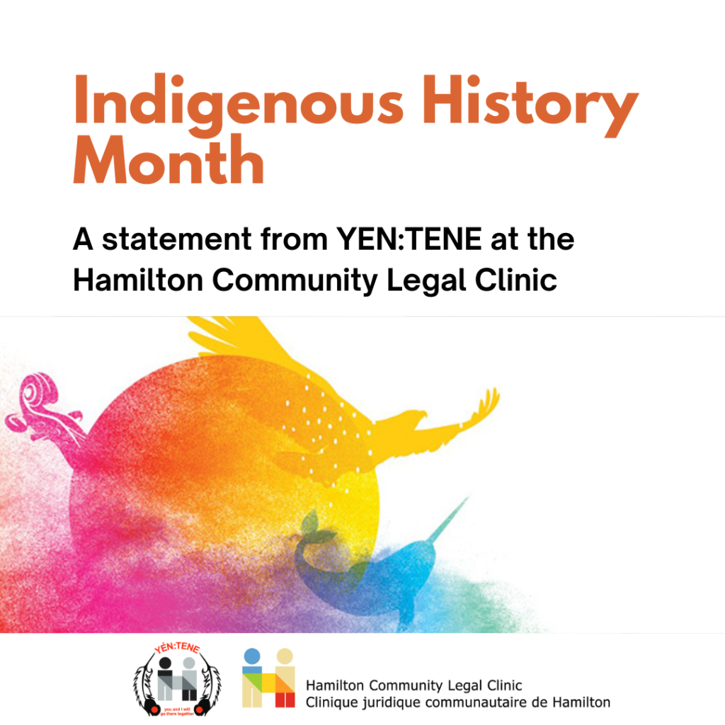 Indigenous History Month Statement - Hamilton Community Legal Clinic